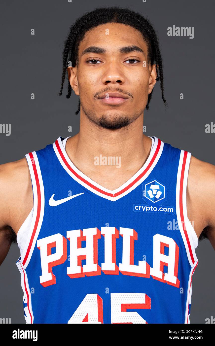 Philadelphia 76ers' Hunter Sallis pose for photos during the NBA ...