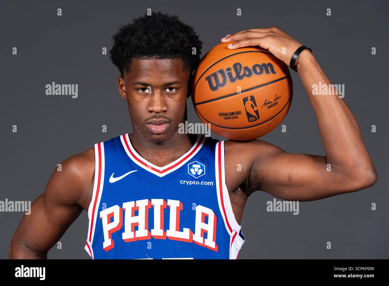 Philadelphia 76ers' VJ Edgecombe pose for photos during the NBA ...