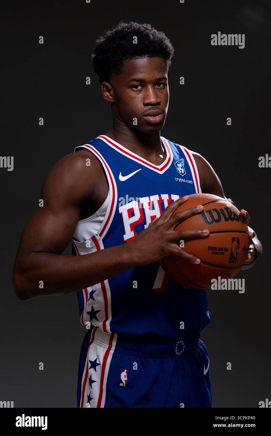 Philadelphia 76ers' VJ Edgecombe pose for photos during the NBA ...