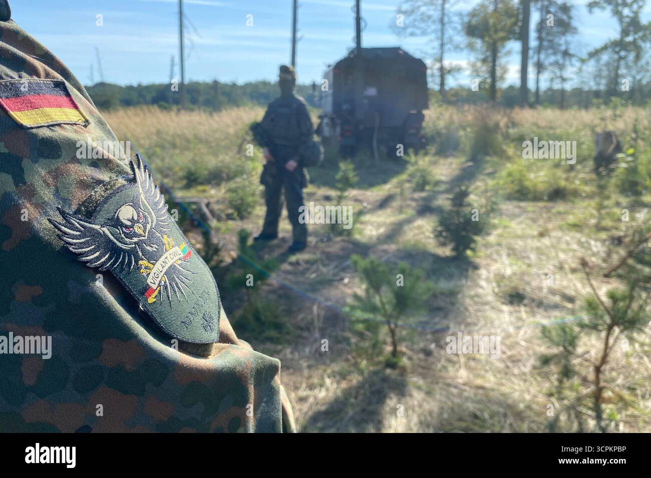 Sakiai, Lithuania. 21st Sep, 2025. A badge from the Bundeswehr exercise ...