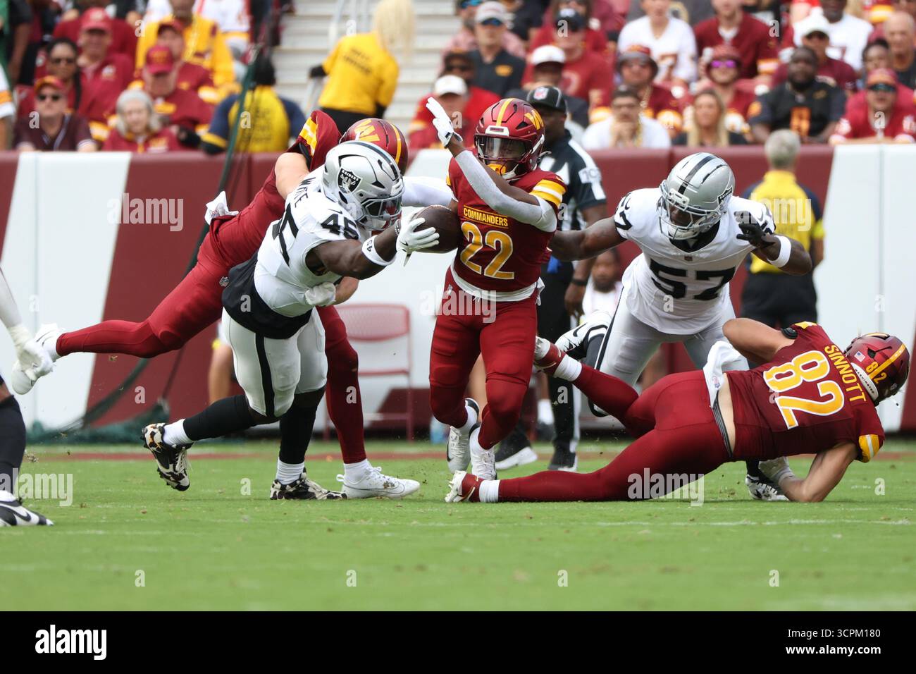 Washington Commanders running back Jacory Croskey-Merritt (22) runs ...