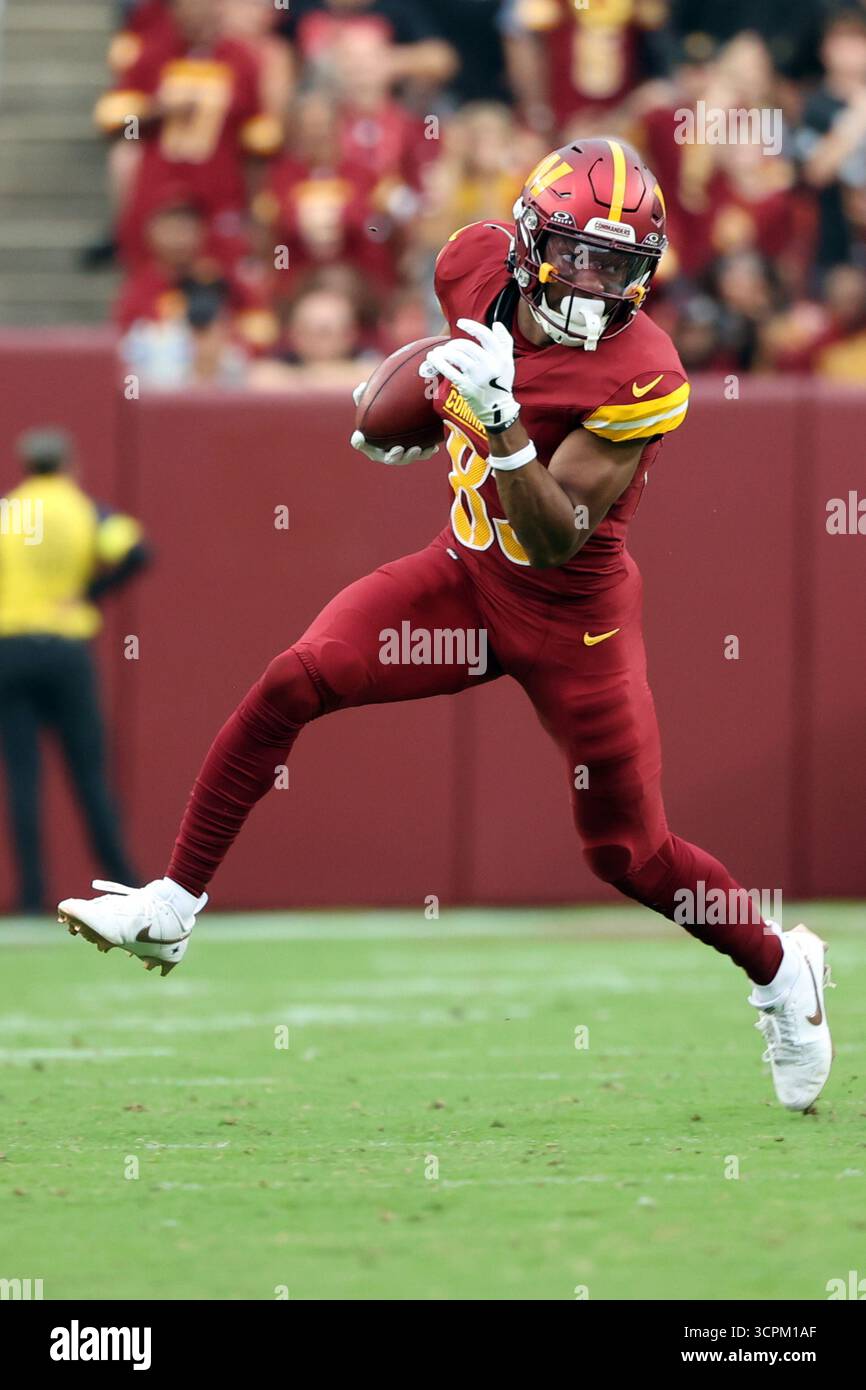 Washington Commanders wide receiver Jaylin Lane (83) runs with the ball ...
