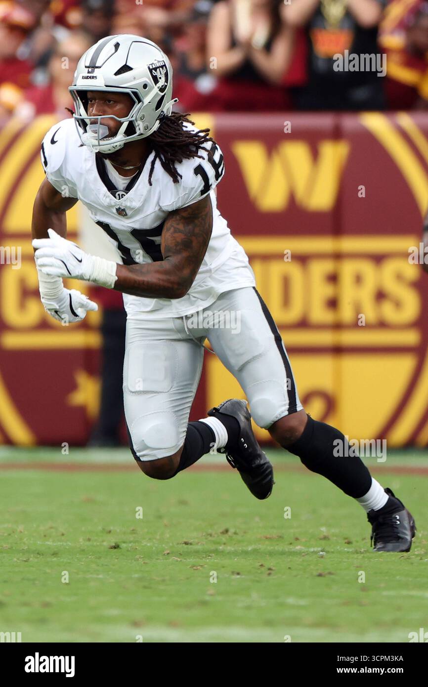 Las Vegas Raiders wide receiver Jakobi Meyers (16) runs a route during an NFL football game ...