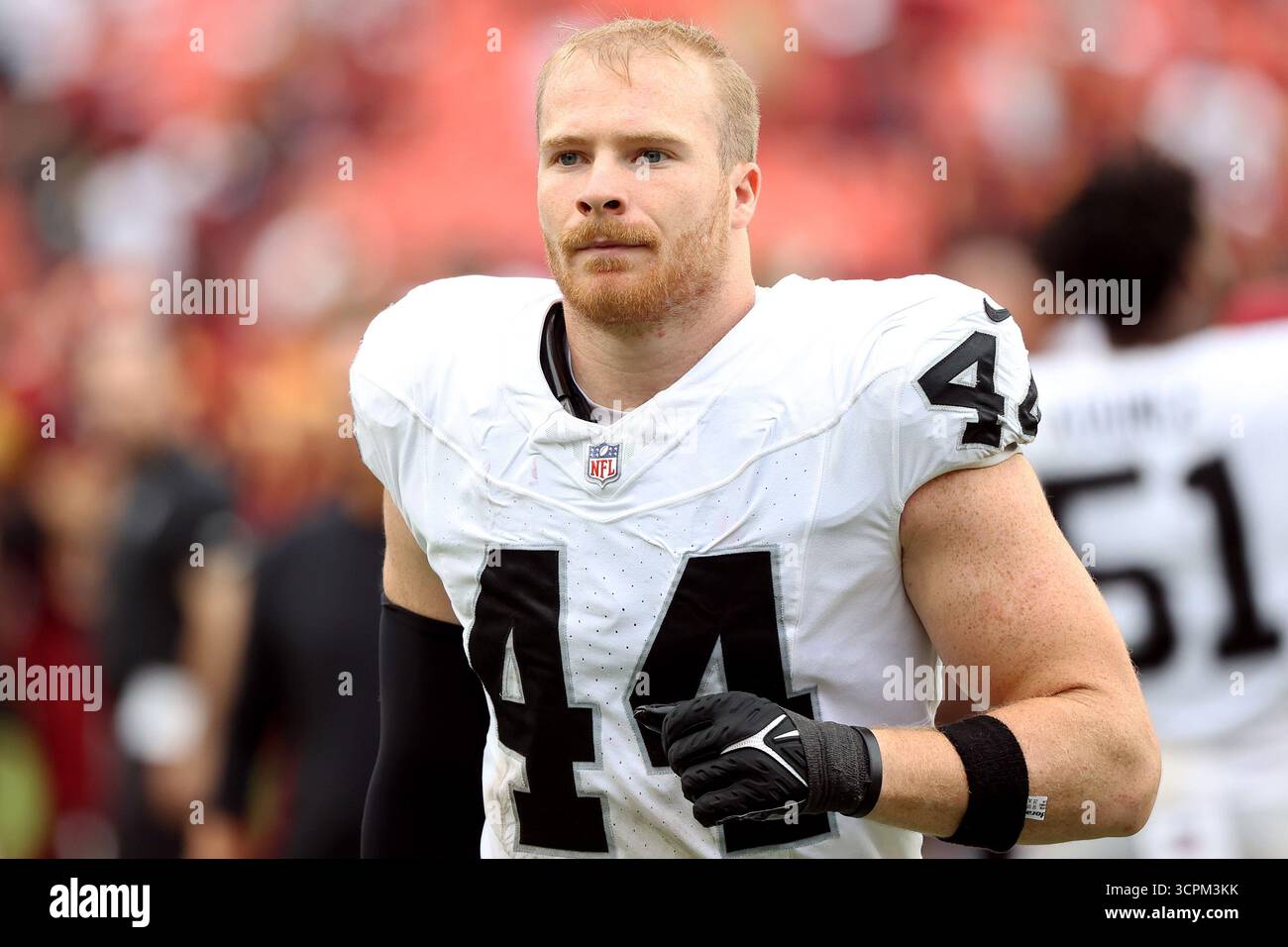 Las Vegas Raiders Linebacker Tommy Eichenberg 44 Looks On After An