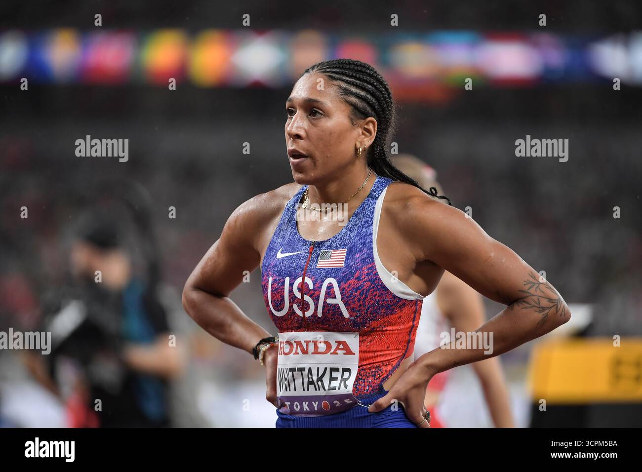 Isabella Whittaker of the USA competing in the 4x400m women’s relay ...