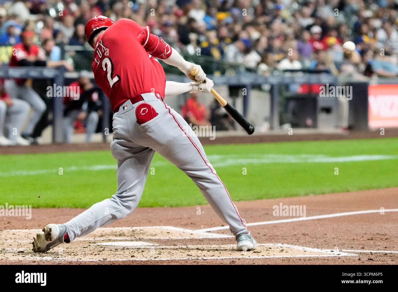 Cincinnati Reds' Gavin Lux hits a double during the fourth inning of a ...