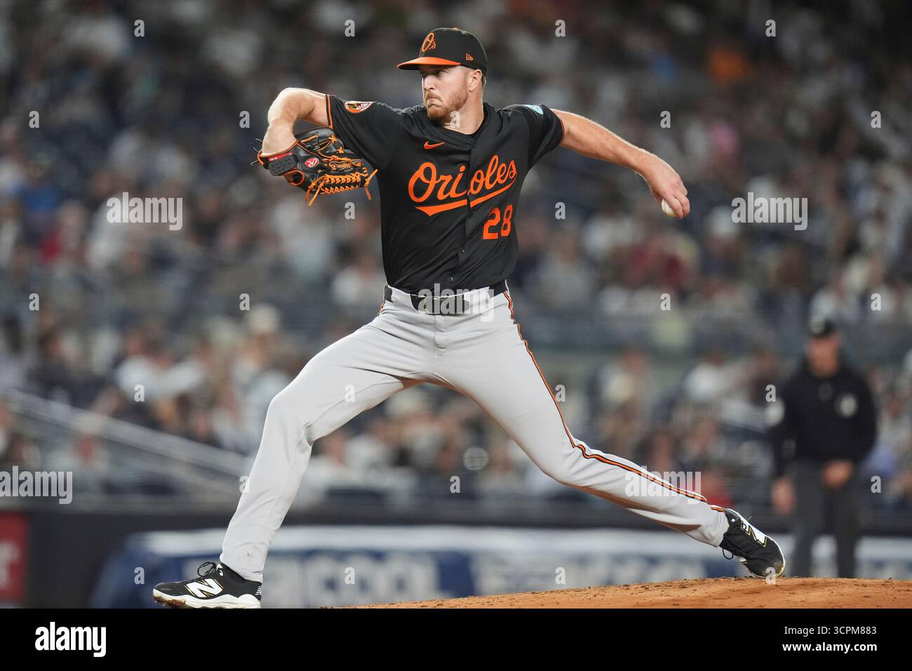 Baltimore Orioles' Trevor Rogers (28) pitches during the third inning ...