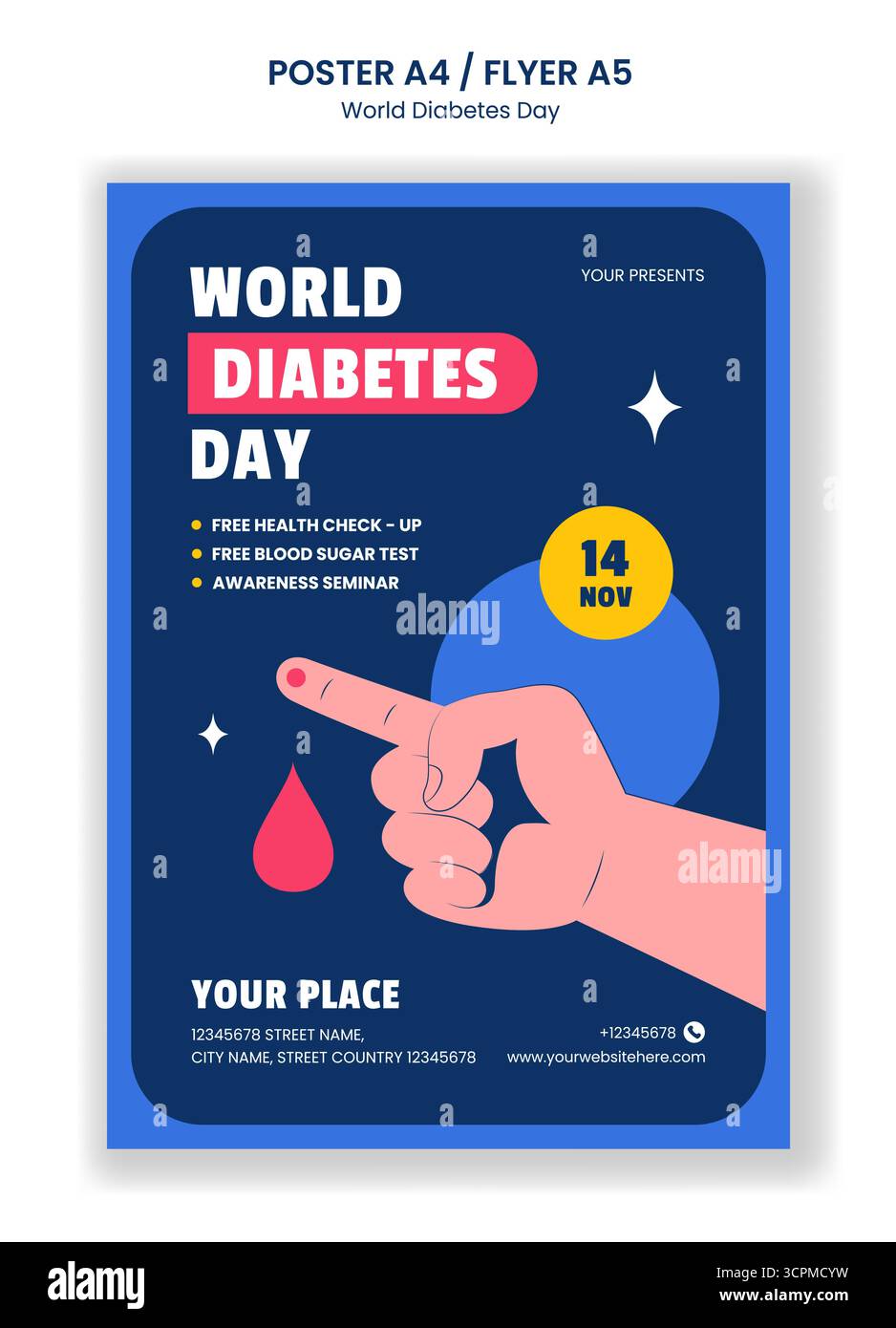World diabetes day flyer hi-res stock photography and images - Alamy