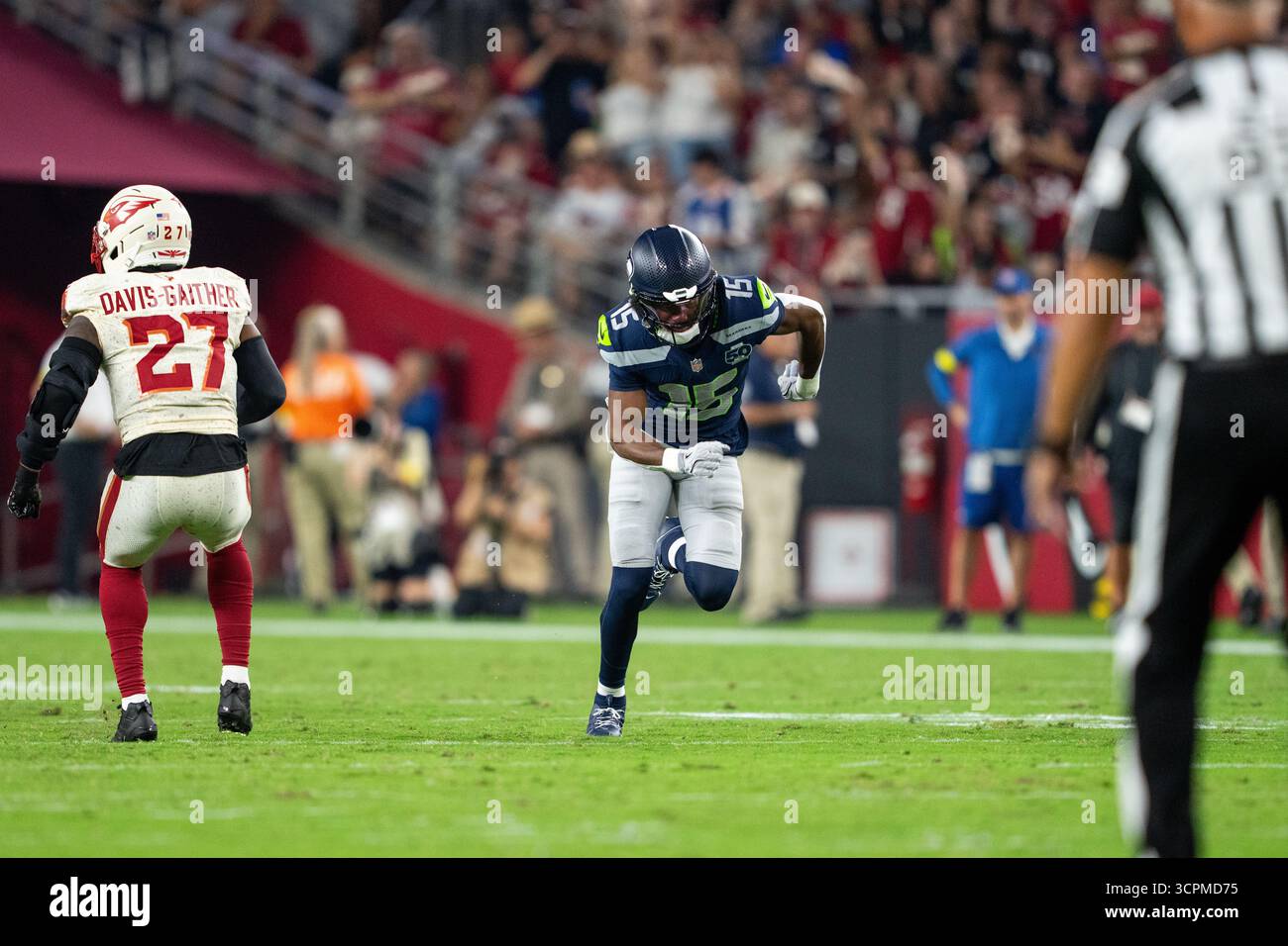Seattle Seahawks wide receiver Tory Horton (15) runs during a NFL ...