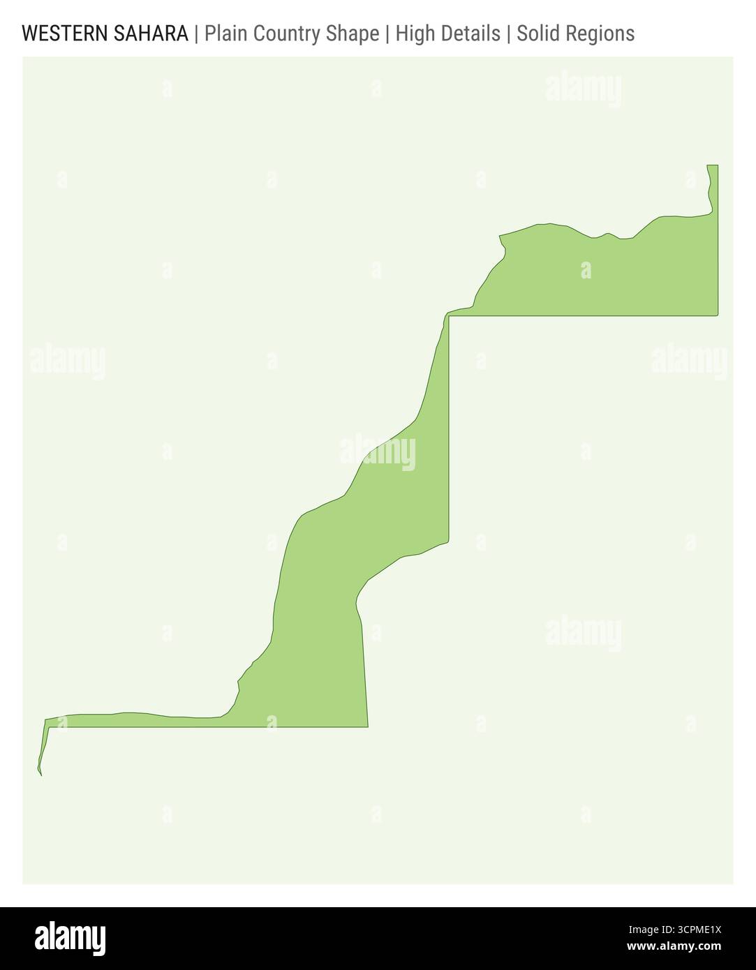 Western Sahara plain country map. High details. Solid regions style ...