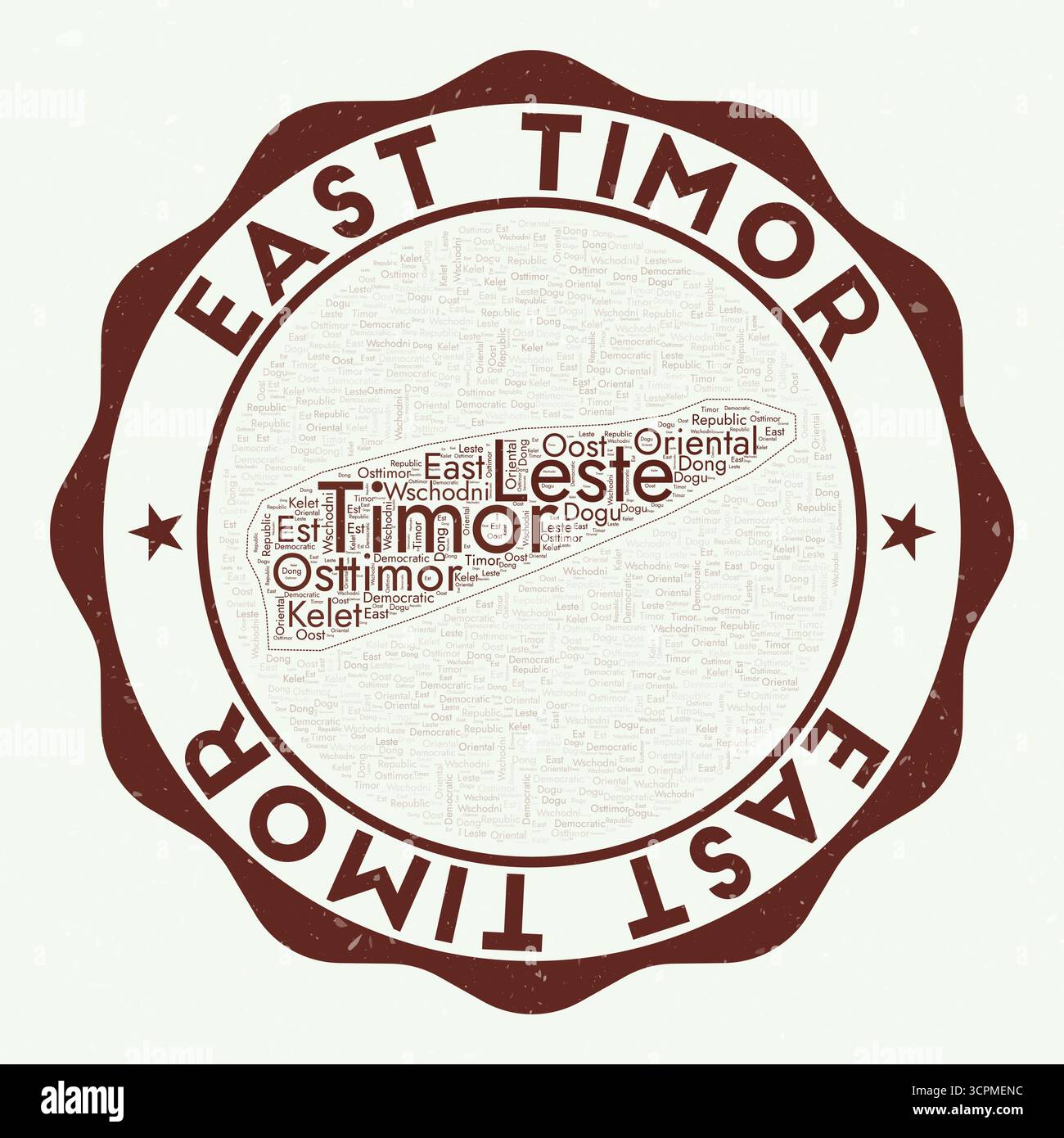 Timor-Leste logo. Amazing country badge with word cloud in the shape of ...