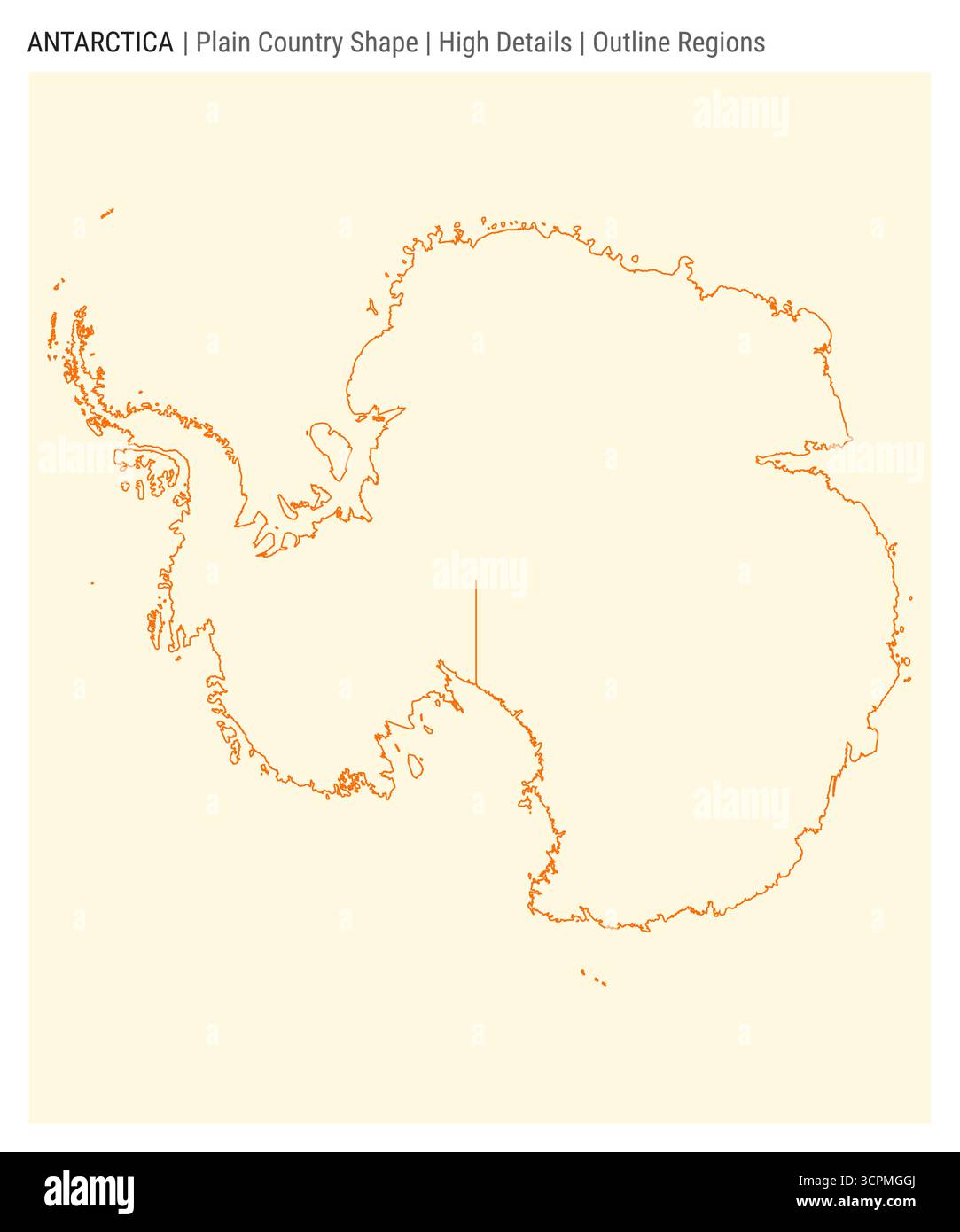 Antarctica plain country map. High details. Outline regions style ...
