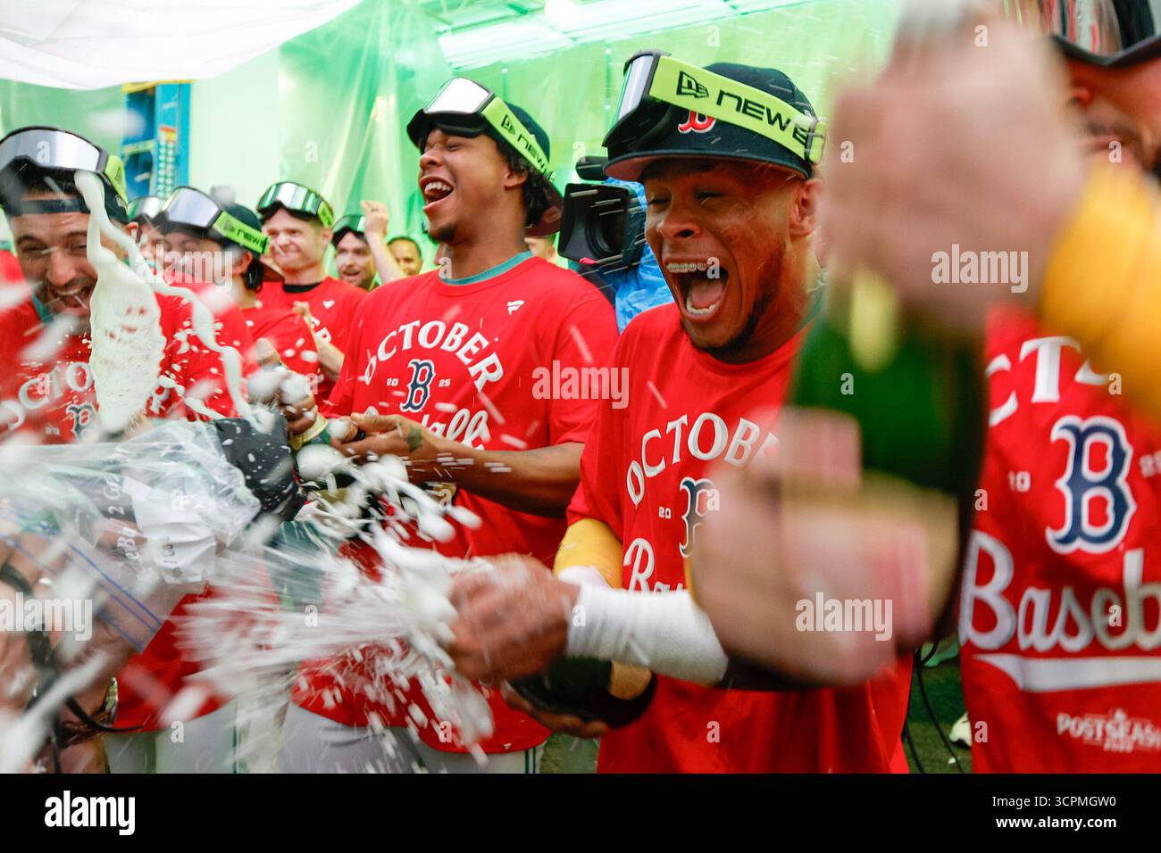 Boston Red Sox outfielder Ceddanne Rafaela (middle) celebrates with ...