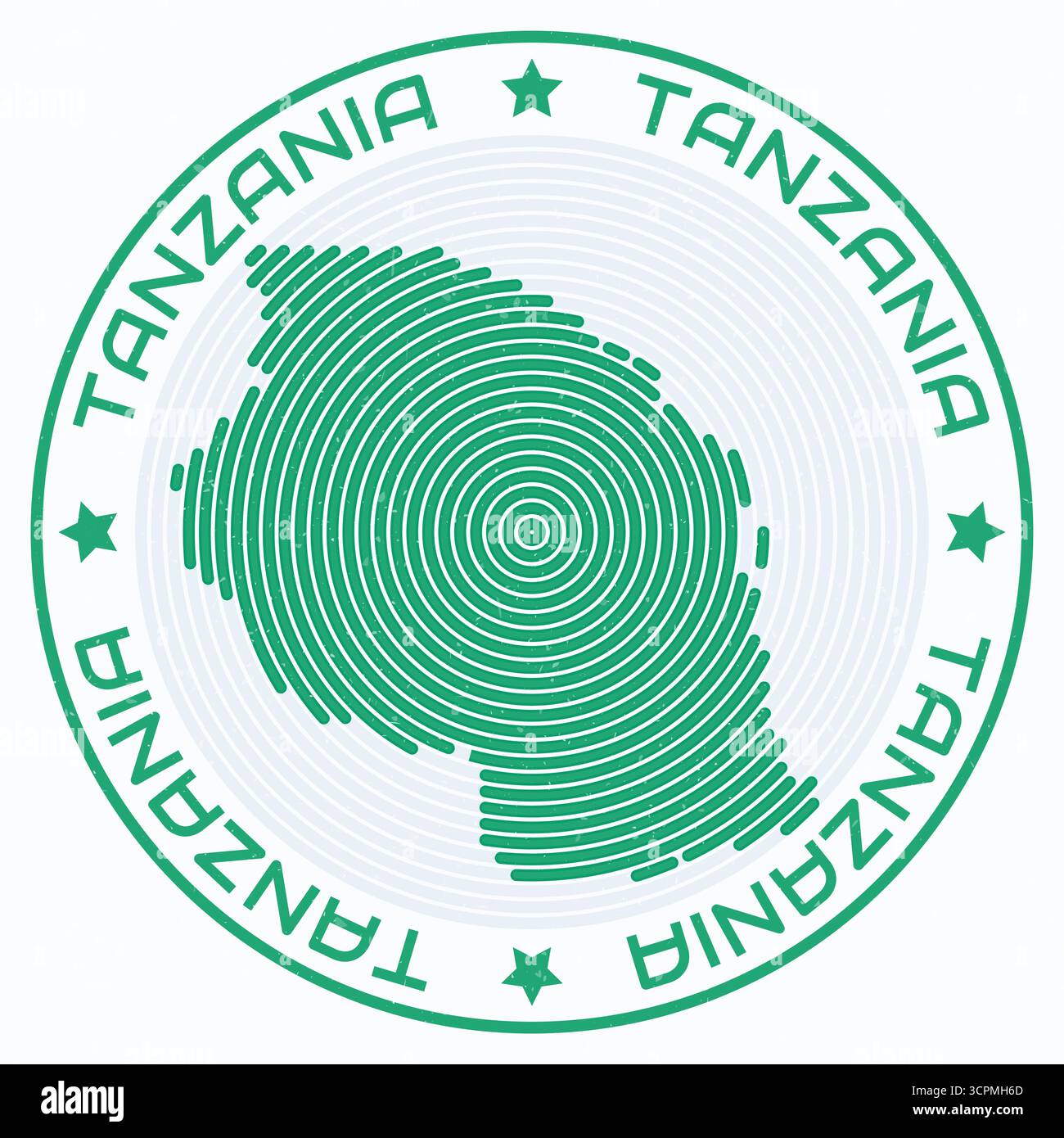 Tanzania map with round title. Country shape rings. Tanzania text ...