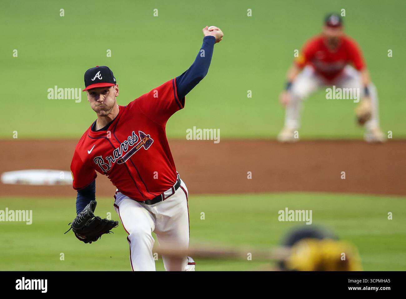 Atlanta Braves pitcher Joey Wentz delivers in the first inning of a ...