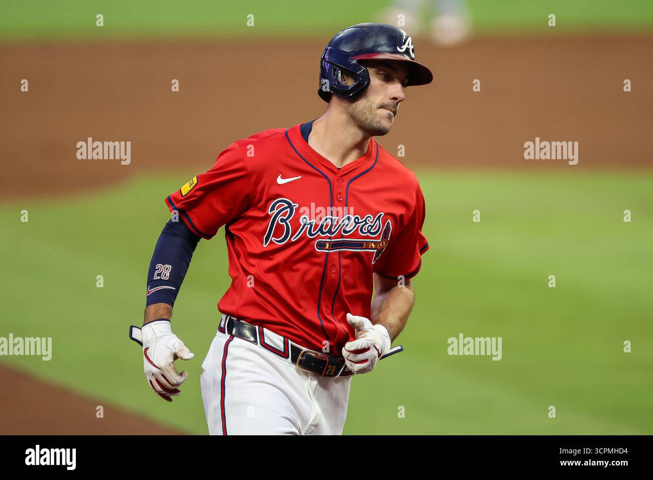 Atlanta Braves' Matt Olson rounds third base after hitting a solo home ...