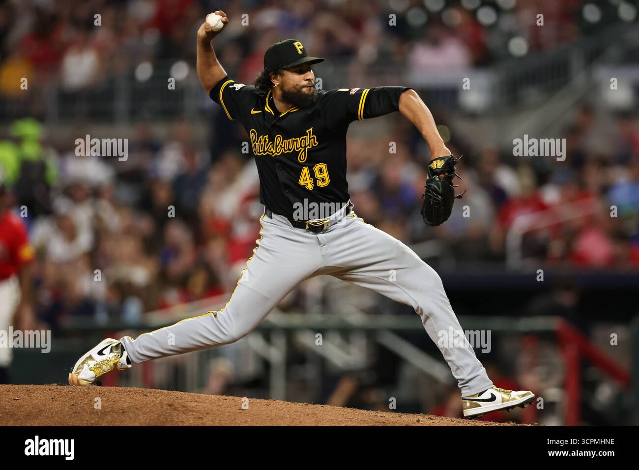 Pittsburgh Pirates pitcher Yohan Ramírez (49) delivers in the fourth ...