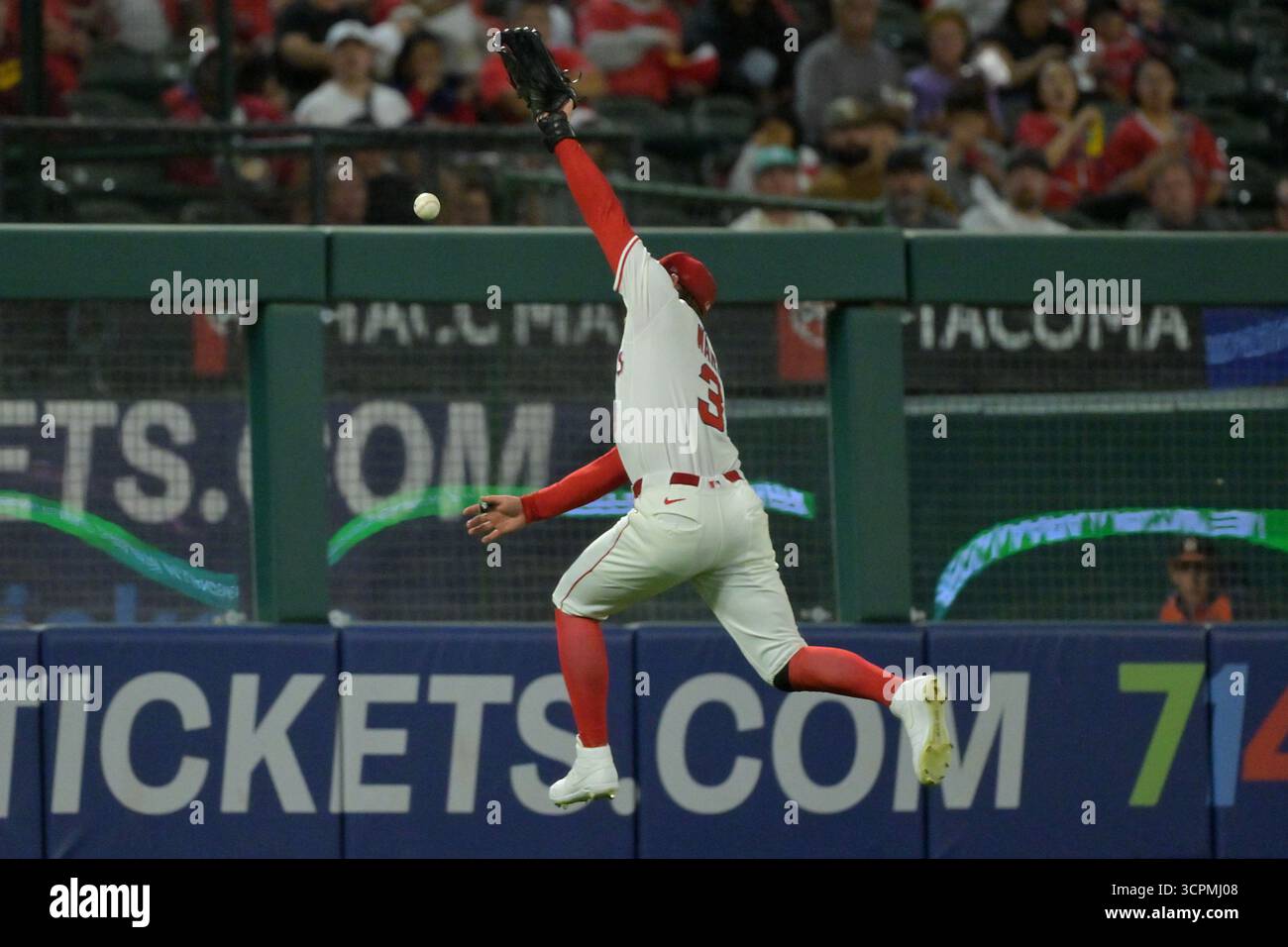Houston Astros catcher Yainer Diaz (21) doubles over Los Angeles Angels ...