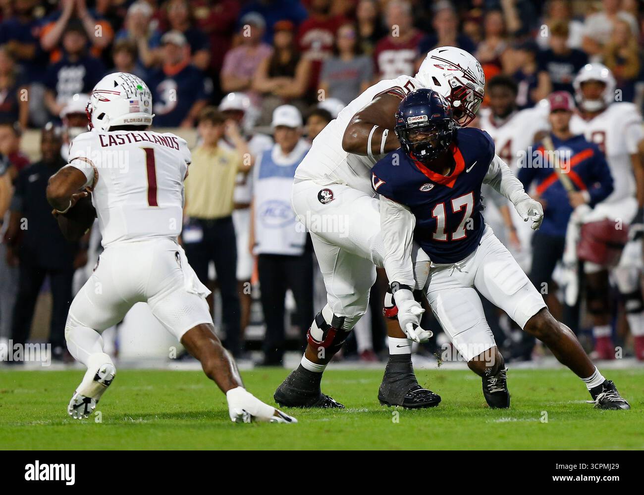 CHARLOTTESVILLE, VA - SEPTEMBER 26: Florida State Seminoles offensive ...