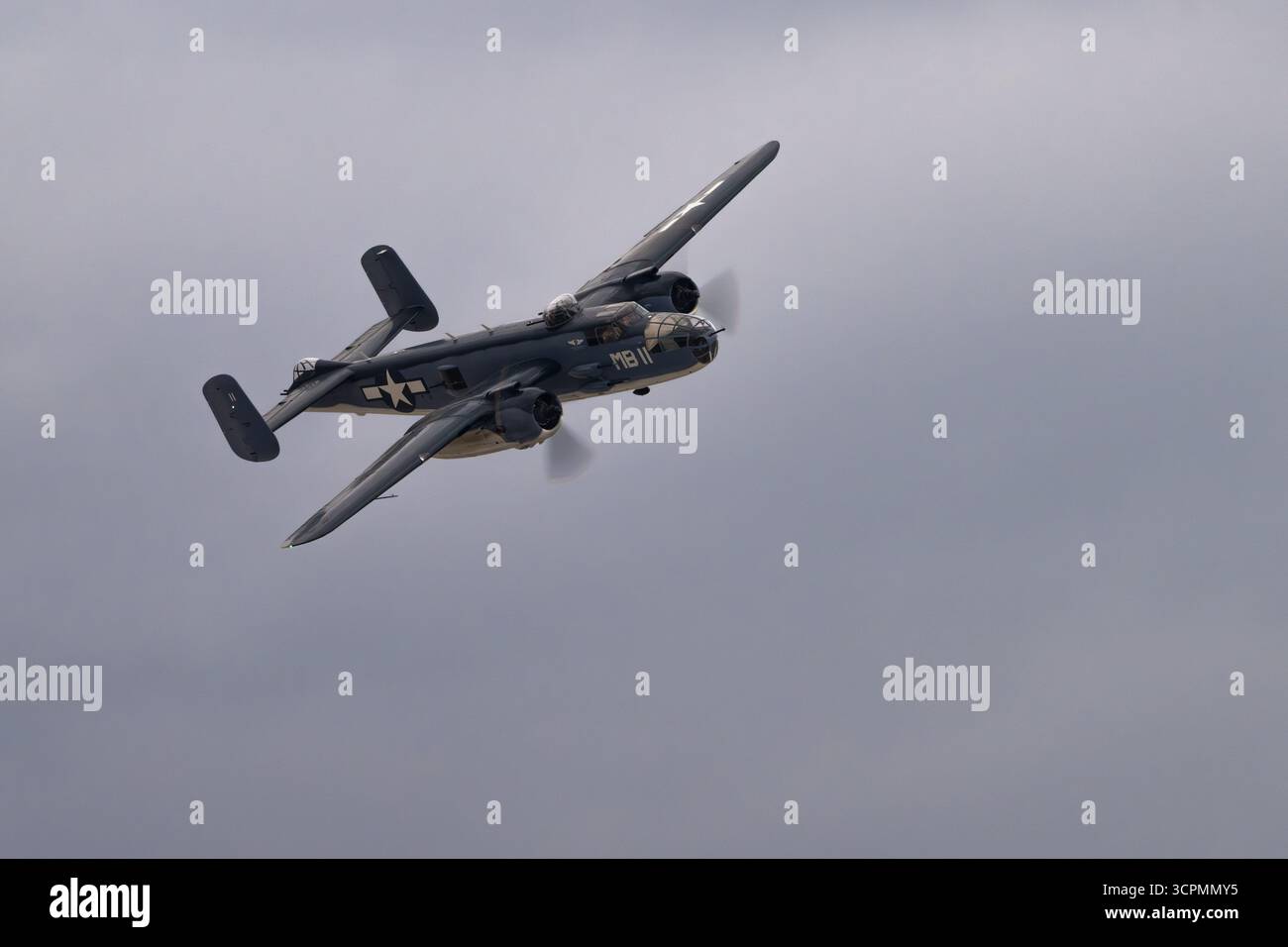 A USMC PBJ B-25 Bomber aircraft performing maneuvers during the 2025 ...