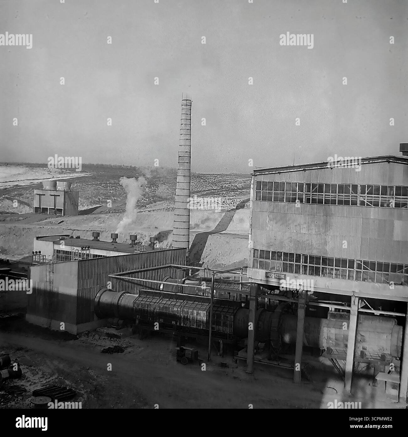 A panoramic view shows the industrial complex of a chalk and lime plant ...
