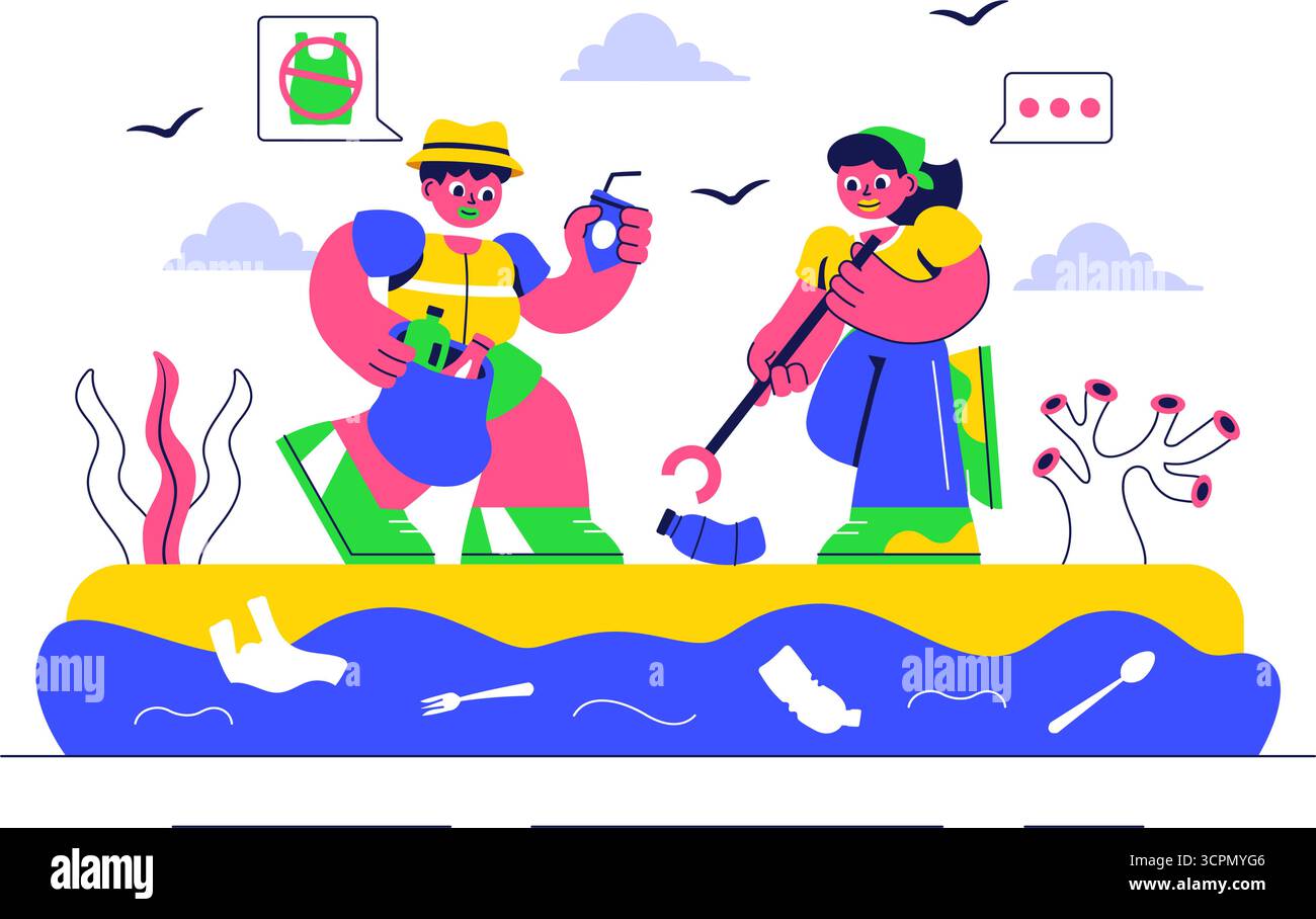 Ocean pollution cleanup Stock Vector Images - Alamy