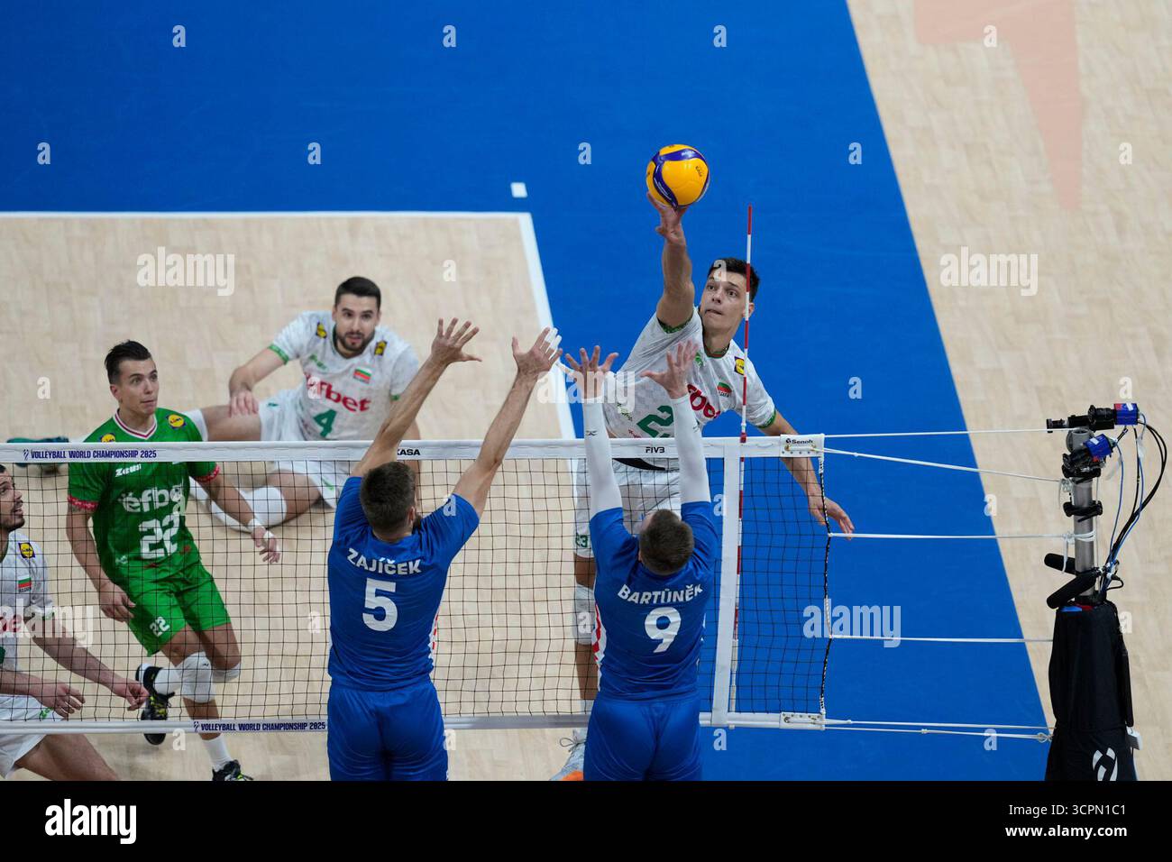 Aleksandar Nikolov of Bulgaria competes during their semifinal match ...