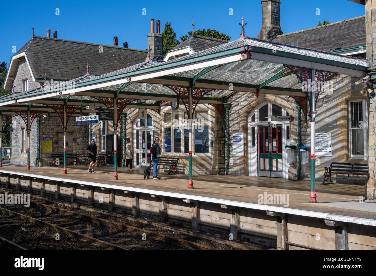 Historic Grange-over-Sands railway station with Victorian architecture ...