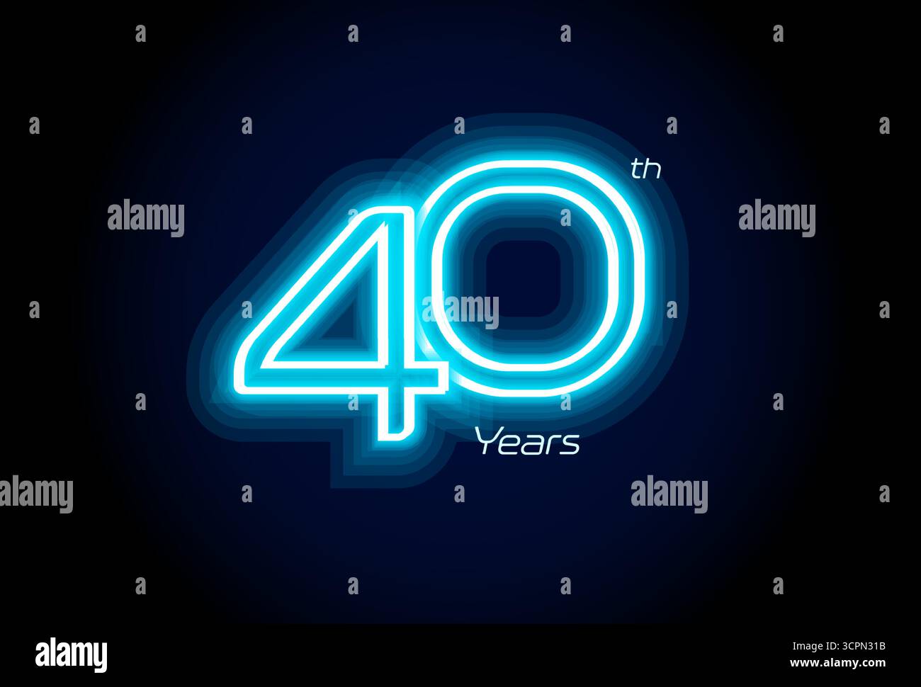 Blue neon number forty Stock Vector Images - Alamy