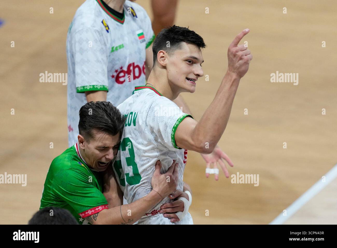 Aleksandar Nikolov of Bulgaria celebrates during their semifinal match ...