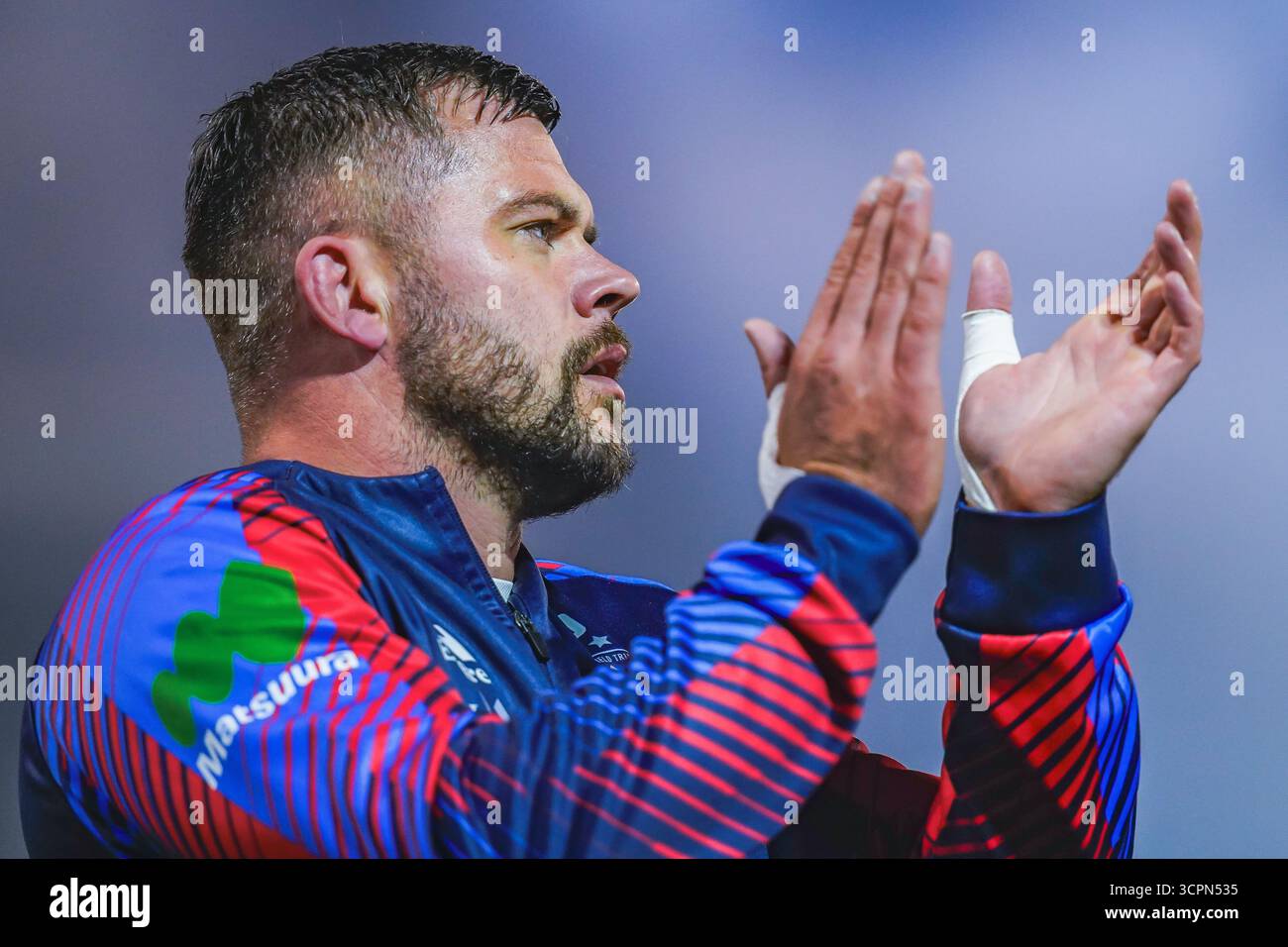 LEIGH, ENGLAND - September 26: Liam Hood of Wakefield Trinity claps the ...
