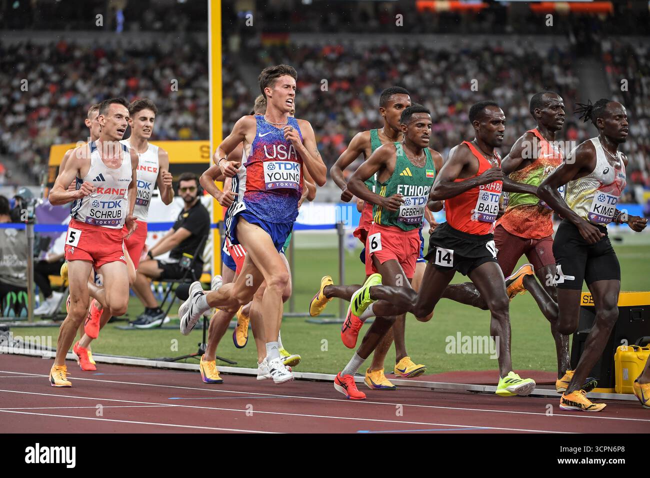 Nico Young of the USA competing in the 5000m men’s final at the World Athletics Championships ...