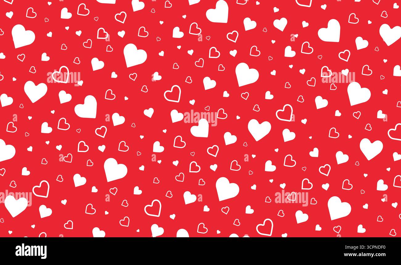 Red and white heart pattern decorative background. Vector illustration ...