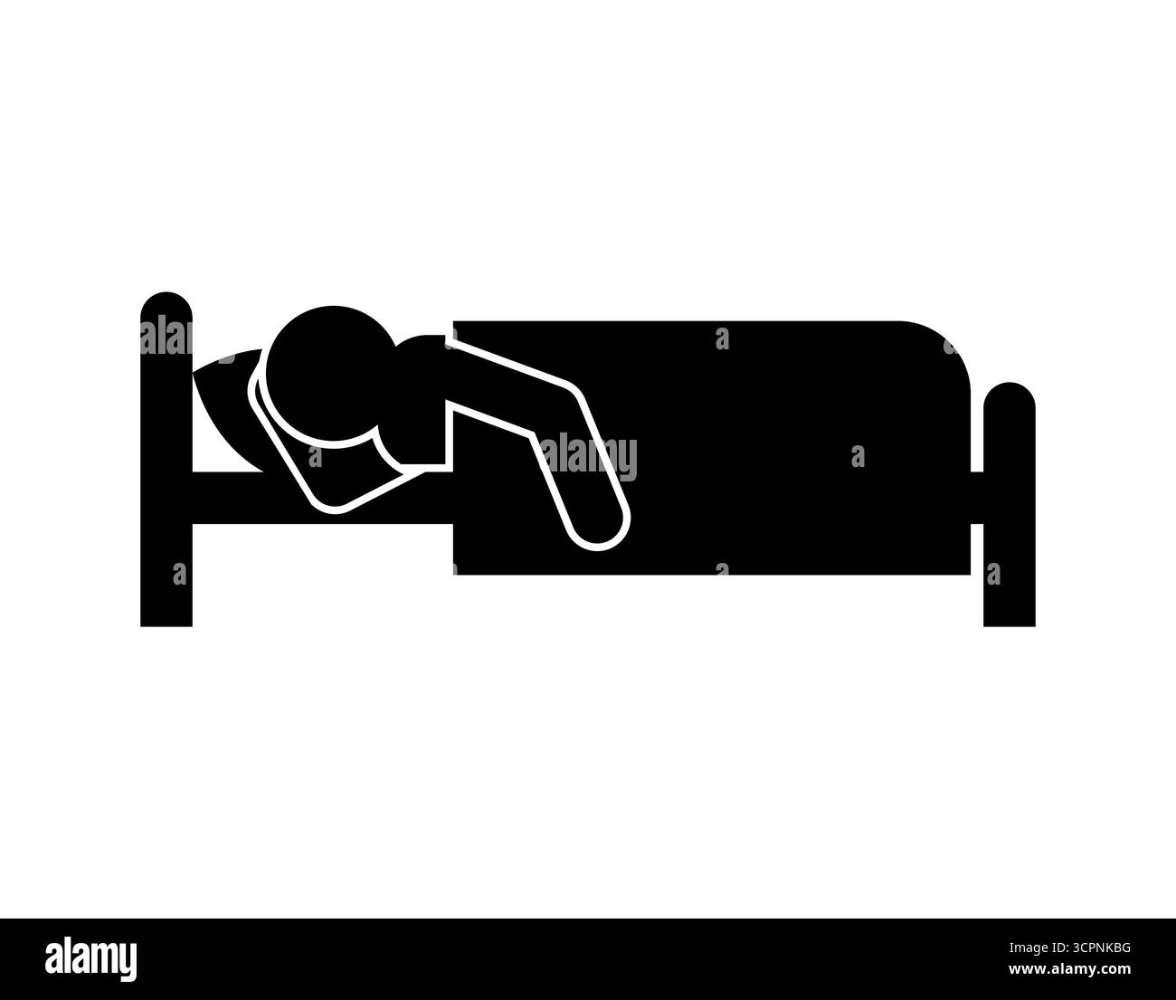 person sleeping in bed, symbol of rest, relaxation, and healthy ...