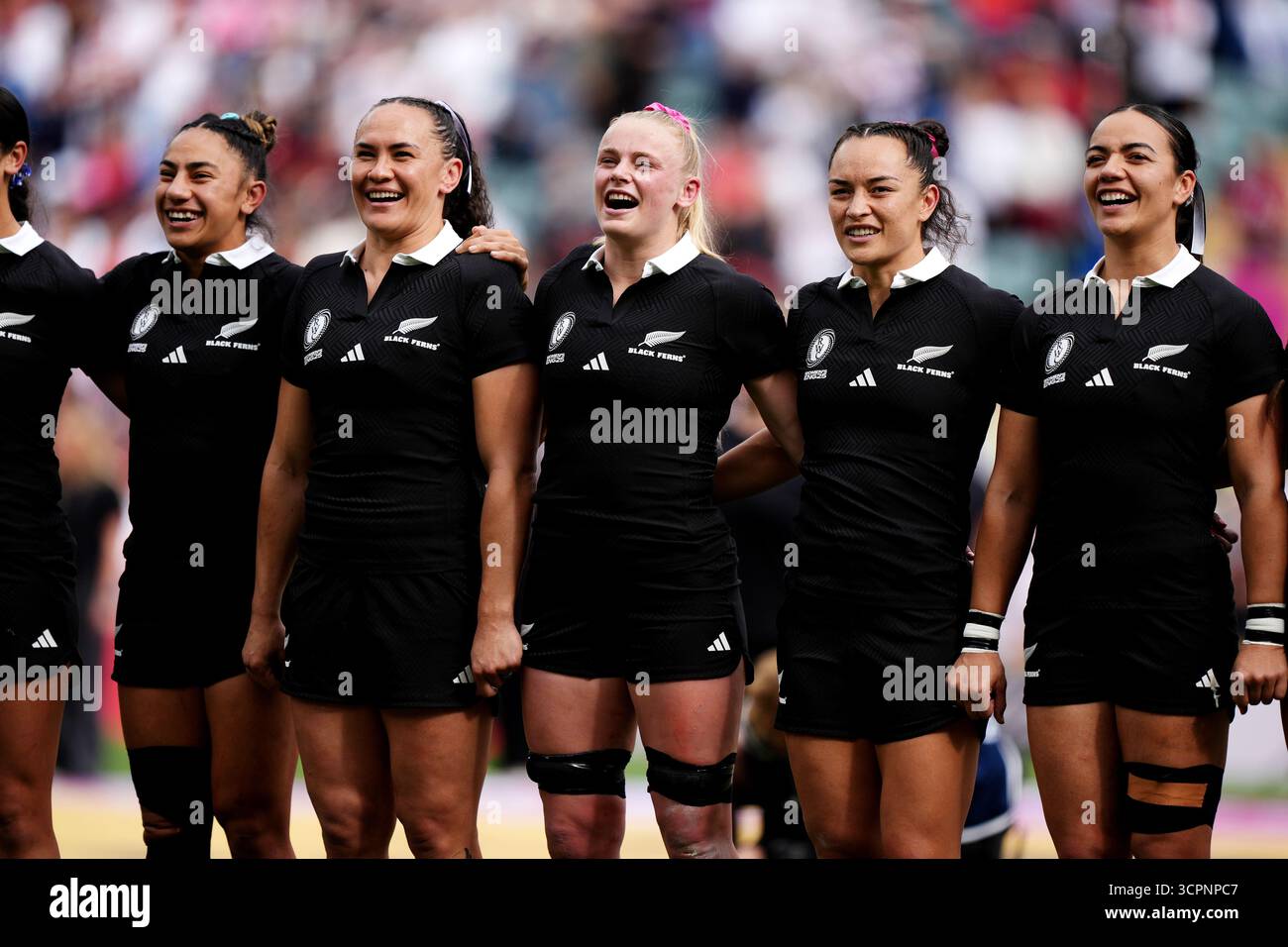 New Zealand's Jorja Miller (centre) lines up ahead of the Women's Rugby ...