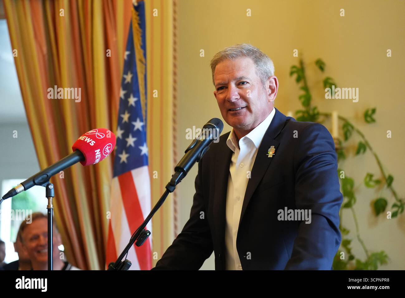 US Ambassador to Ireland Edward S. Walsh speaking during a NFL ...