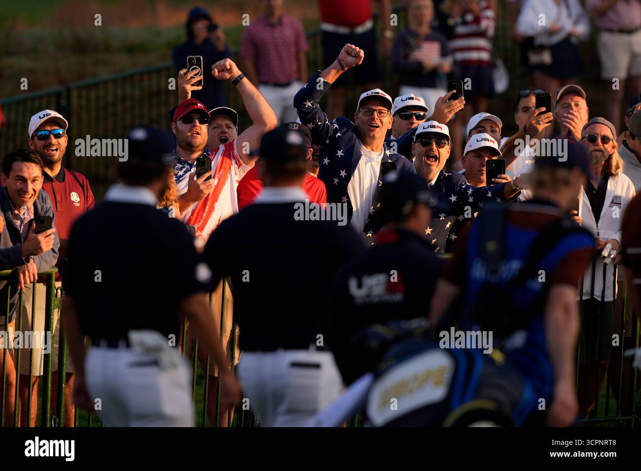 Fans cheer on the first hole at Bethpage Black golf course during the ...