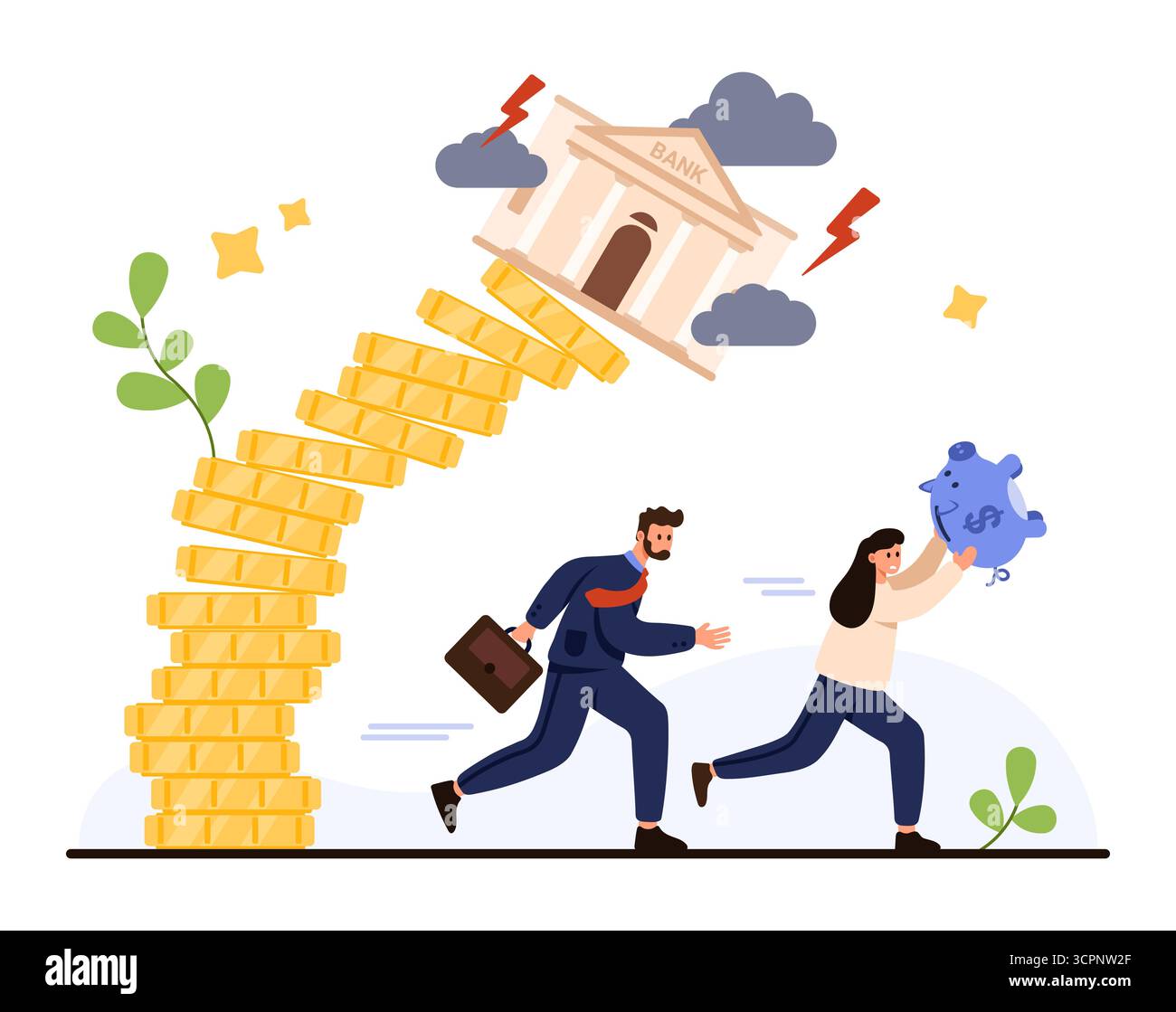 Unstable bank Stock Vector Images - Alamy