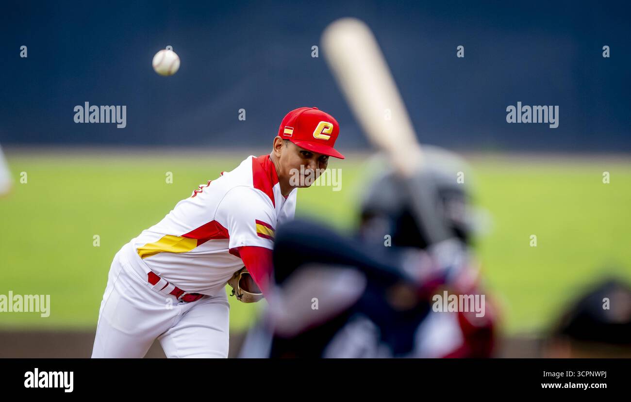 ROTTERDAM - Spanish baseball player Balboa Jorge in action against the ...