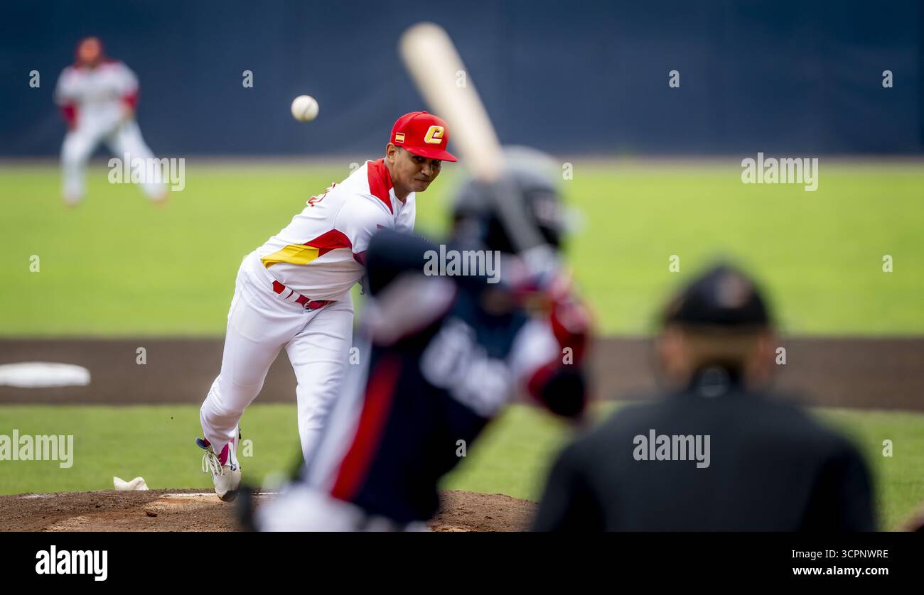 ROTTERDAM - Spanish baseball player Balboa Jorge in action against the ...