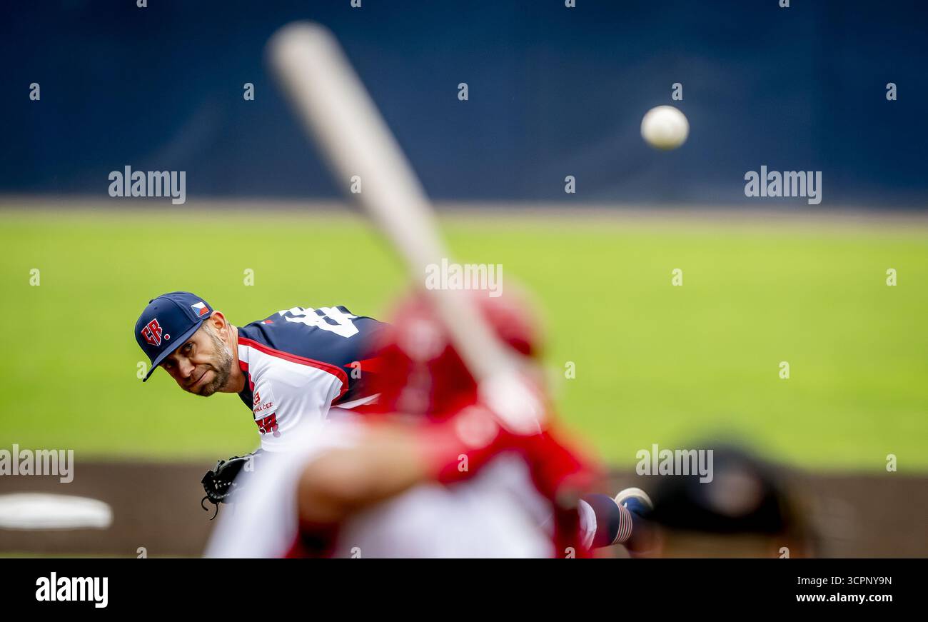 ROTTERDAM - Czech Republic baseball player Barto Jeffrey in action ...