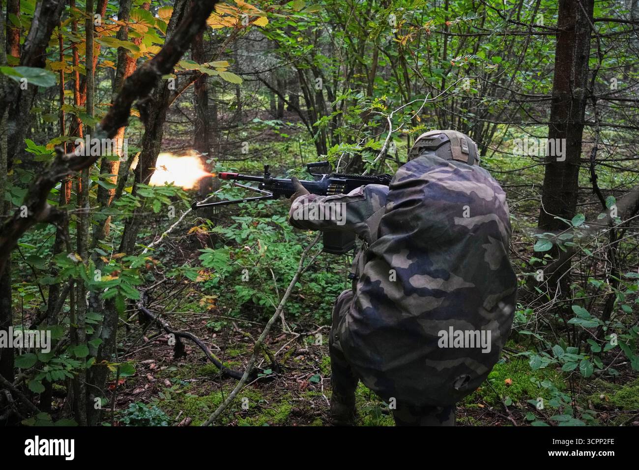 French service member shoots during a multinational military Exercise ...
