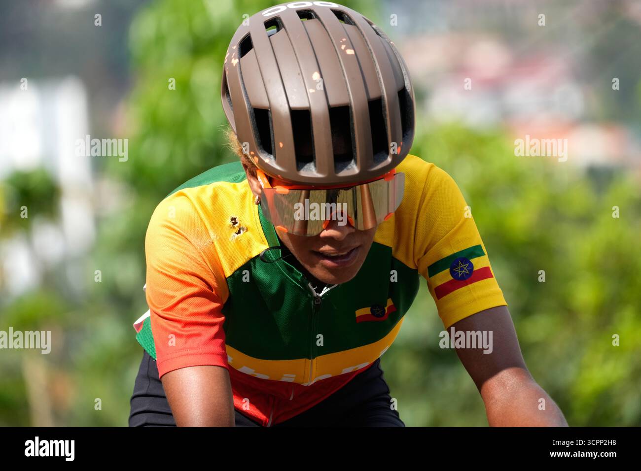 Ethiopia's Haftu Reda pedals during the women's Elite road race, at the road cycling World ...