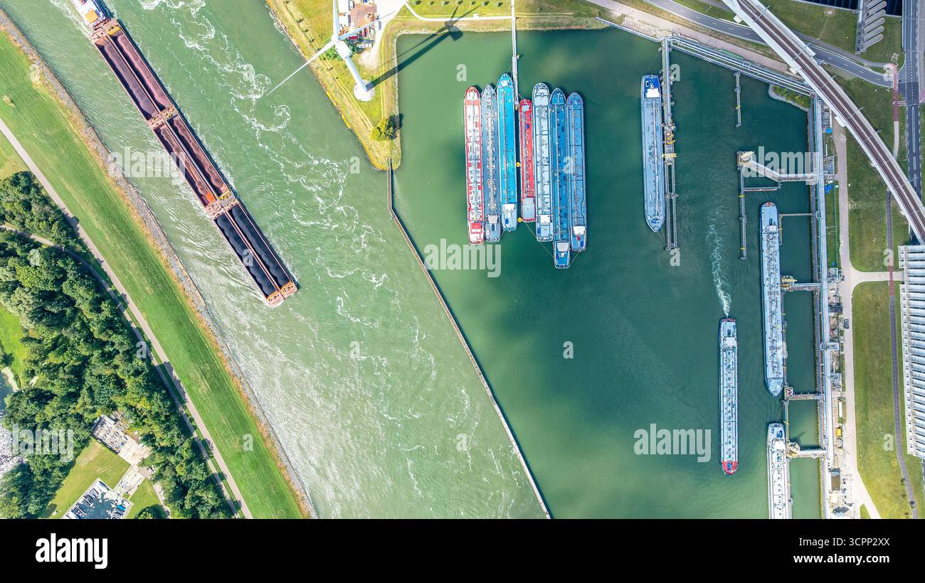 Port of Rotterdam, Netherlands, drone shot. Aerial view of Europe's ...