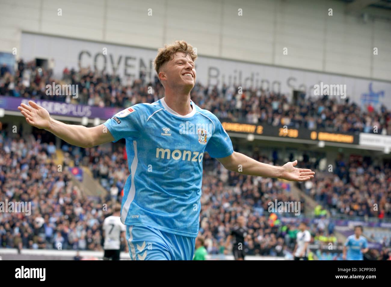Coventry City's Victor Torp celebrates scoring their side's third goal ...
