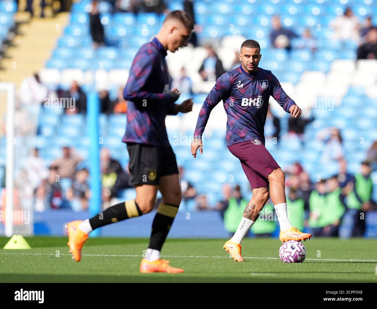 Burnley's Kyle Walker warming up before the Premier League match at the ...