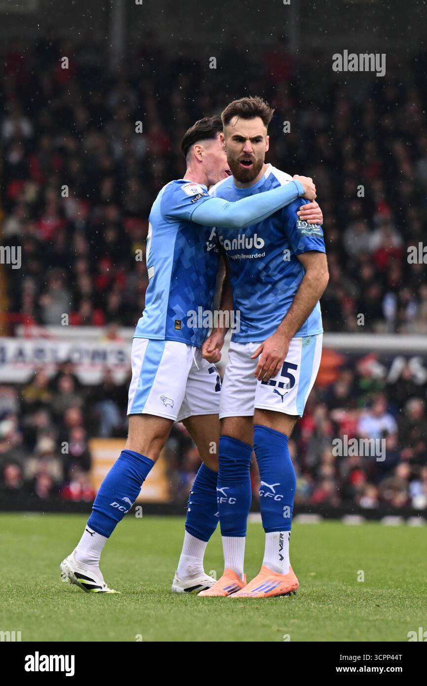 Derby County's Ben Brereton Diaz (right) celebrates scoring his sides ...