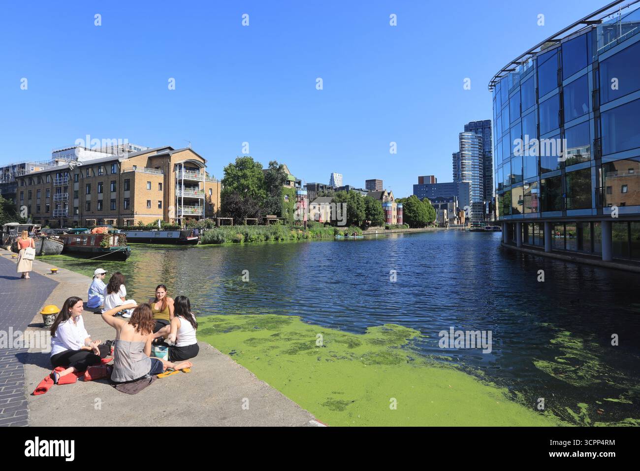 City Road Basin on Regents Canal in Islington, on a hot, summer's day ...