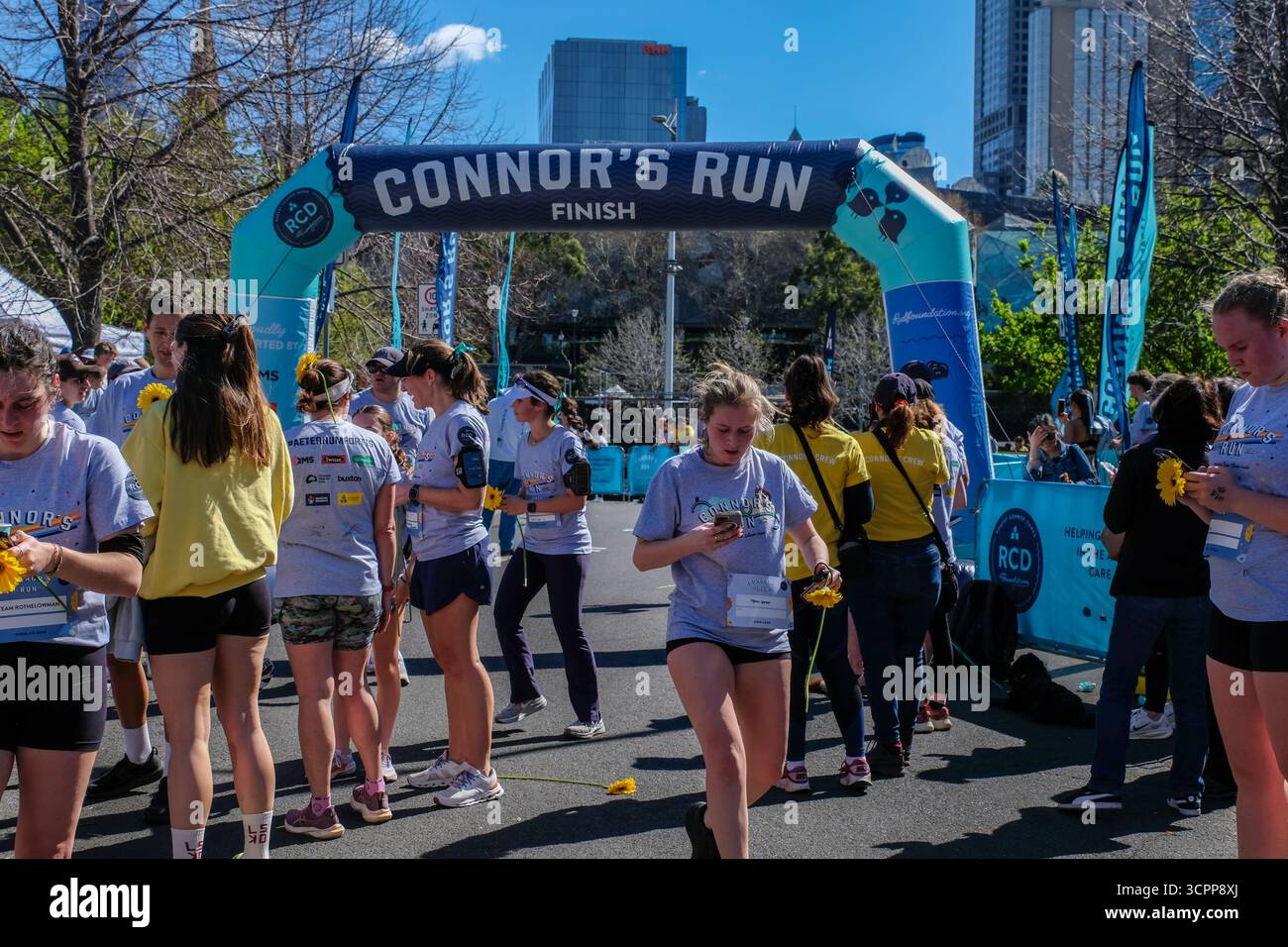 Event participants seen at the finishing line during Connor's Run ...