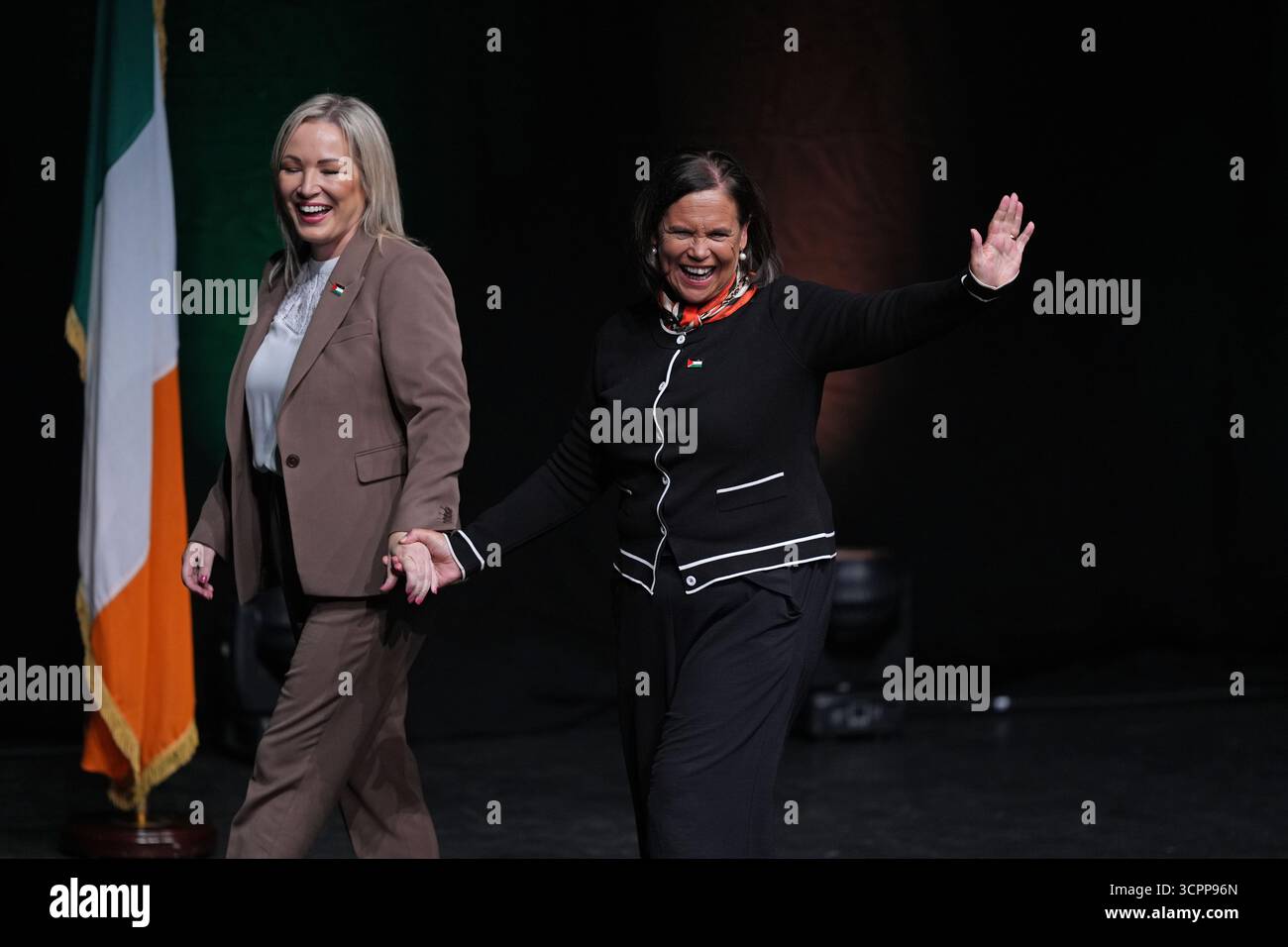 Sinn Fein Deputy leader Michelle O'Neill (left) and Leader Mary Lou ...